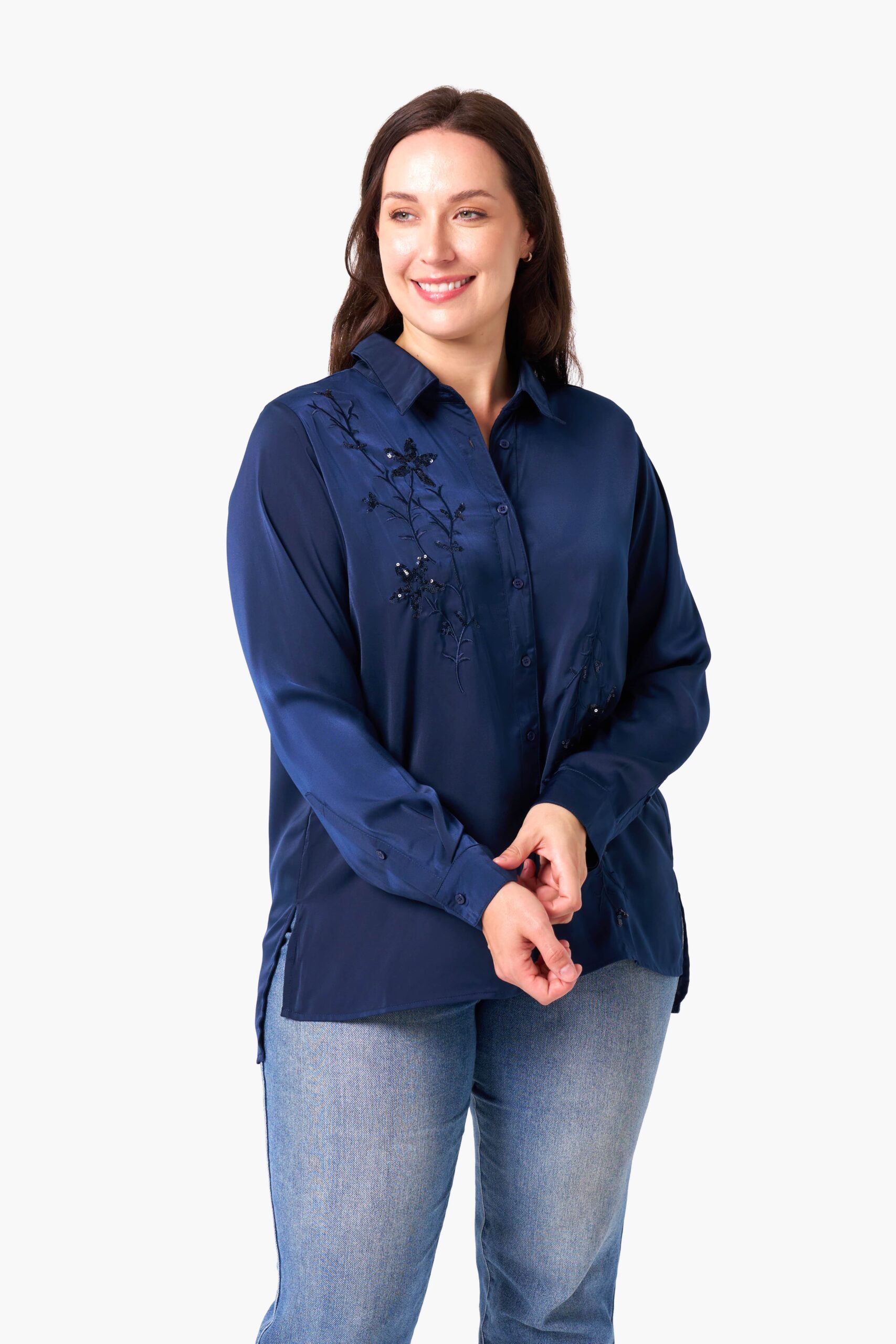 SHANE SHIRT-WHOLESALE WOMEN SHIRT- NAVY – BOHO AUSTRALIA