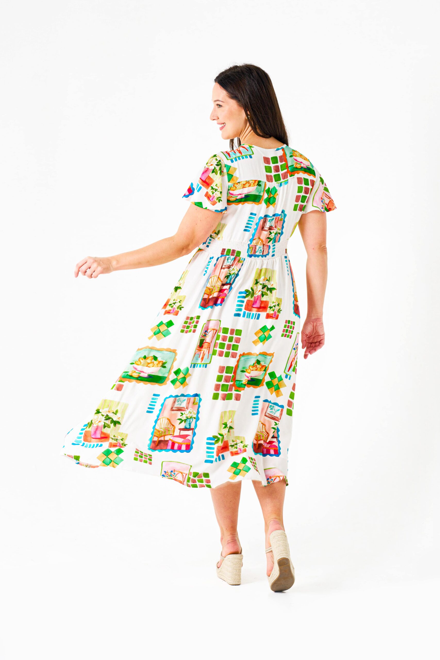 FREJA MIDI DRESS-WHOLESALE WOMEN DRESS-IKEA PRINT – BOHO AUSTRALIA