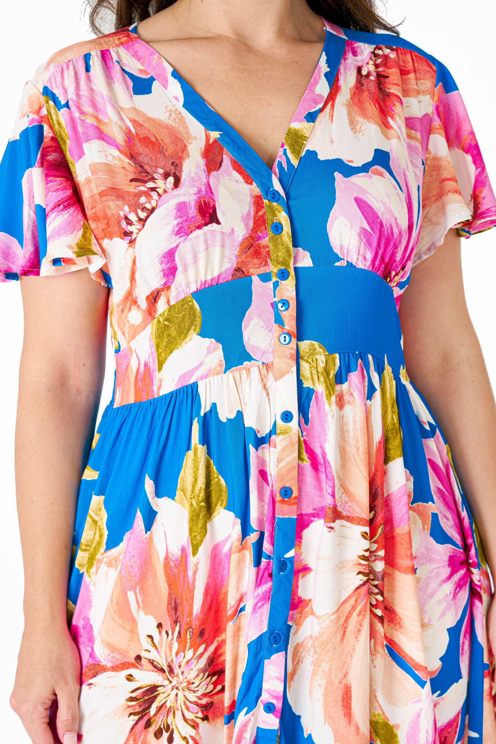 ELA DRESS-WHOLESALE WOMEN DRESS-BLUE FLORAL – BOHO AUSTRALIA