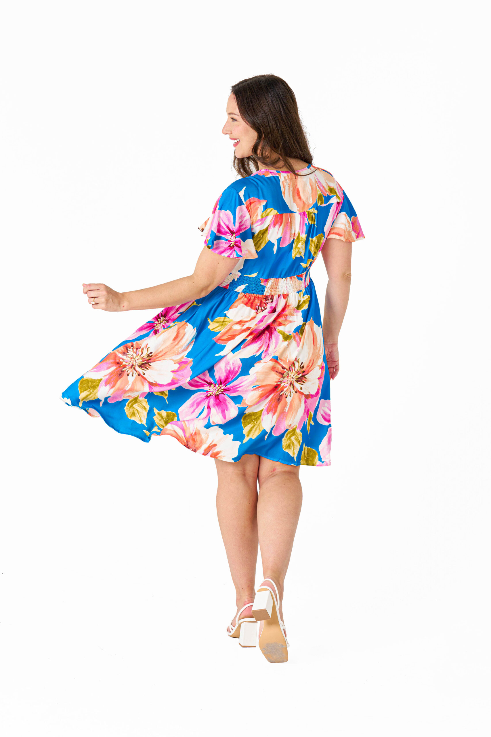 ELA DRESS-WHOLESALE WOMEN DRESS-BLUE FLORAL – BOHO AUSTRALIA