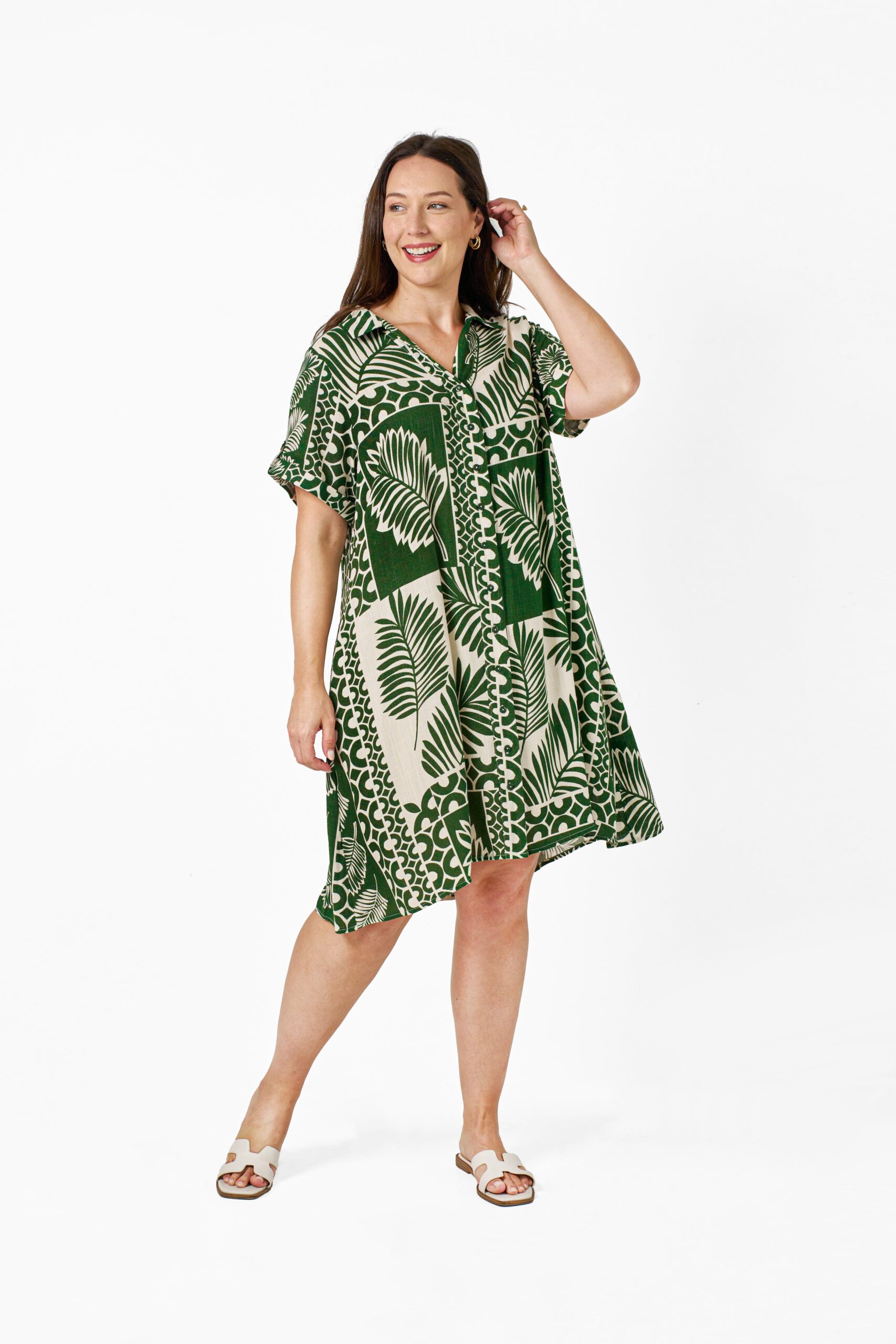 BARRY DRESS-WHOLESALE WOMEN DRESS-GREEN PRINT – BOHO AUSTRALIA