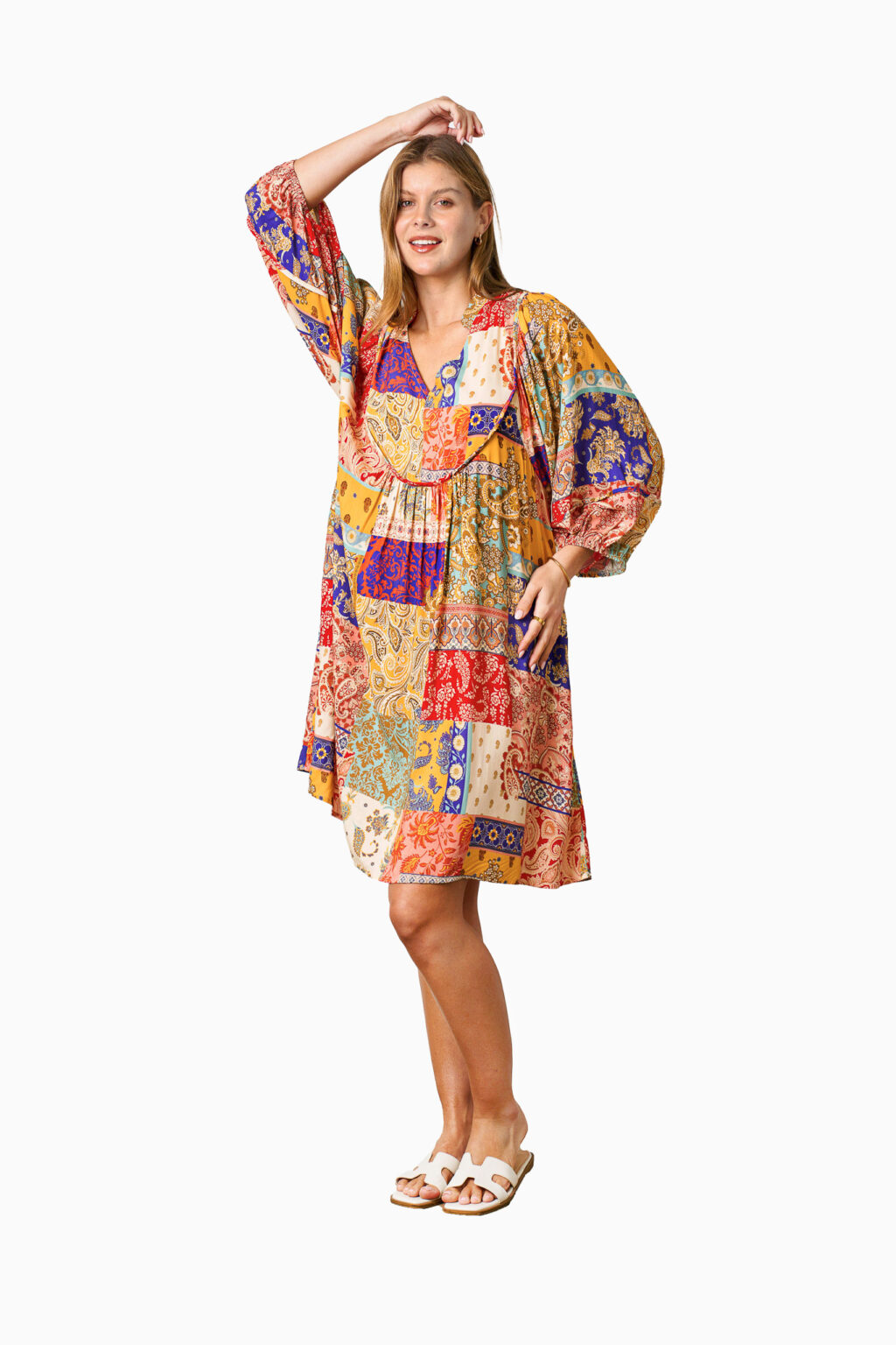 ANISHA DRESS-WHOLESALE WOMEN DRESS-MULTI PRINT – BOHO AUSTRALIA