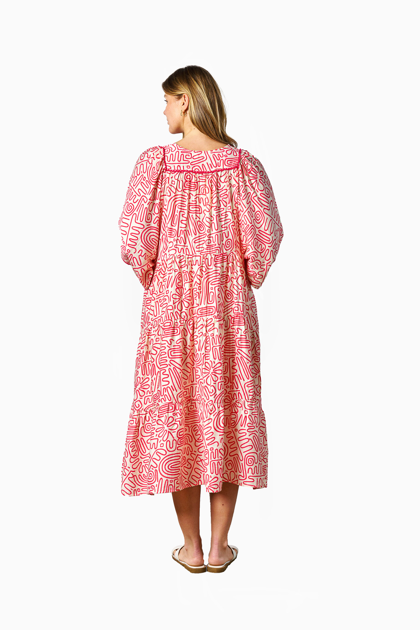 BUSHRA DRESS-WHOLESALE WOMEN DRESS-CREAM RED – BOHO AUSTRALIA