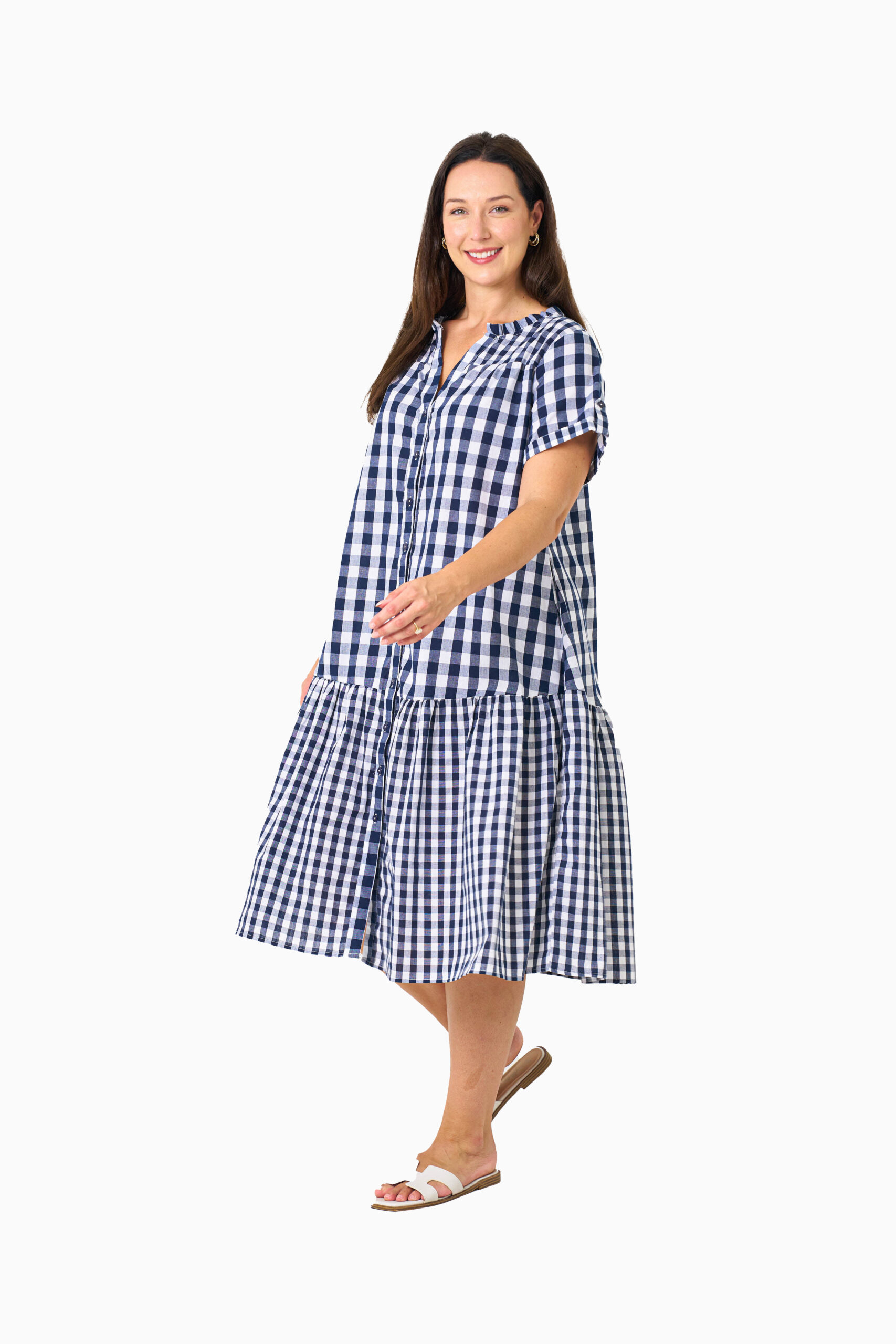 MATHEWS DRESS-C24285846-NAVY CHECK – BOHO AUSTRALIA