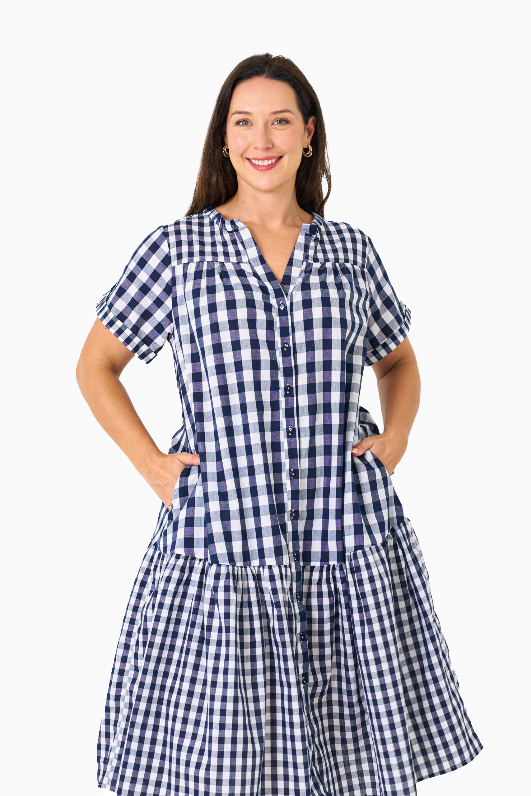 MATHEWS DRESS-C24285846-NAVY CHECK – BOHO AUSTRALIA